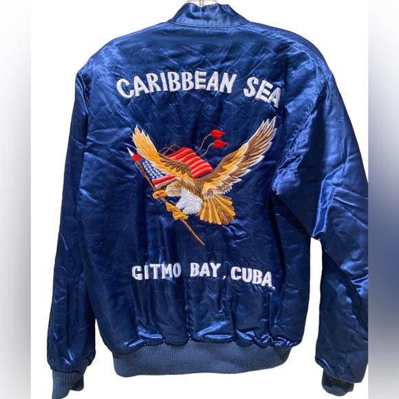 Vintage | Jackets & Coats | Vintage Us Flag Gitmo Cuba Satin Insulated ...